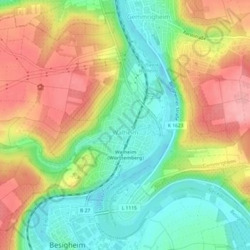 Walheim topographic map, elevation, terrain