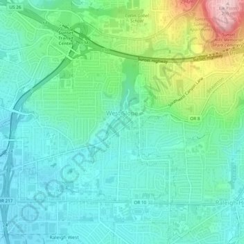 West Slope topographic map, elevation, terrain