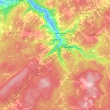 Bear River topographic map, elevation, terrain