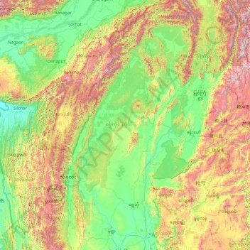 Sagaing Region topographic map, elevation, terrain