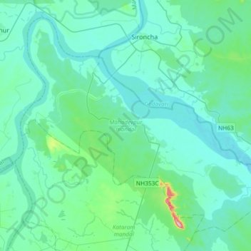 Mahadevpur mandal topographic map, elevation, terrain