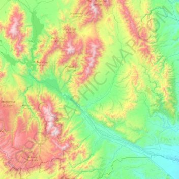 Waitaki River topographic map, elevation, terrain
