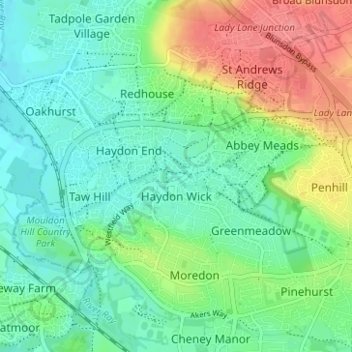 Haydon Wick topographic map, elevation, terrain
