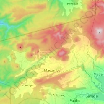 Madamba topographic map, elevation, terrain