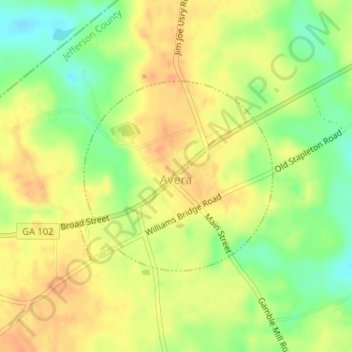 Avera topographic map, elevation, terrain