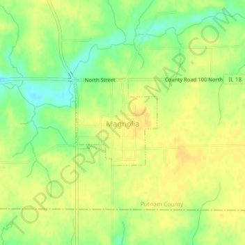 Magnolia topographic map, elevation, terrain