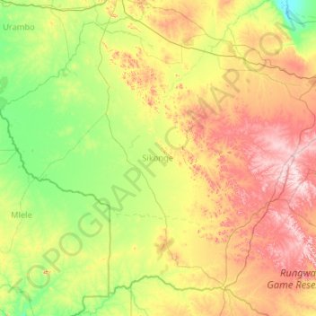 Sikonge topographic map, elevation, terrain
