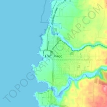 Fort Bragg topographic map, elevation, terrain