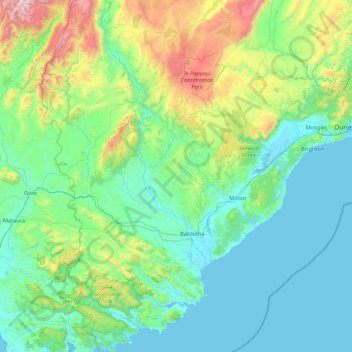 Clutha District topographic map, elevation, terrain