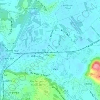 Molteno topographic map, elevation, terrain