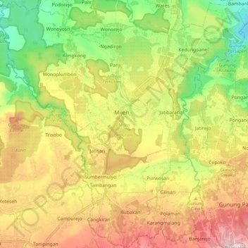 Mijen topographic map, elevation, terrain