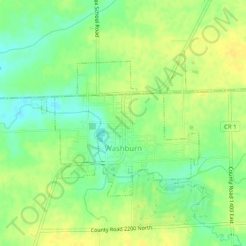 Washburn topographic map, elevation, terrain