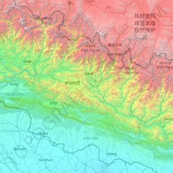 Bagmati Province topographic map, elevation, terrain