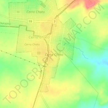 Cerro Chato topographic map, elevation, terrain