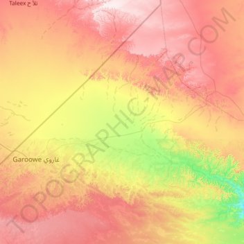 Garowe District topographic map, elevation, terrain
