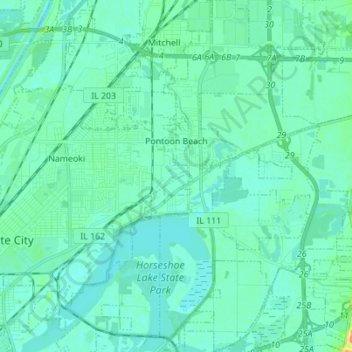 Pontoon Beach topographic map, elevation, terrain