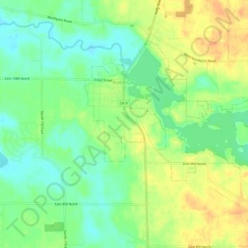 Rome City topographic map, elevation, terrain