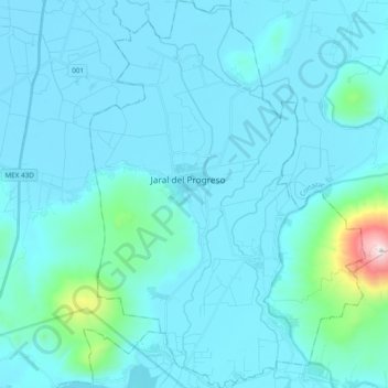 Jaral del Progreso topographic map, elevation, terrain