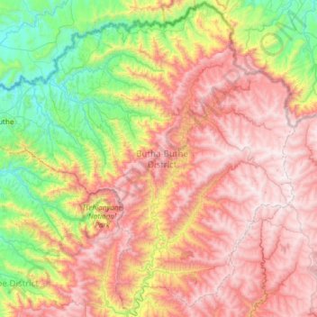 Butha-Buthe District topographic map, elevation, terrain