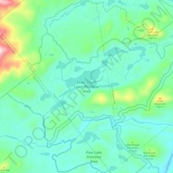 Essex Chain Lakes Primitive Area topographic map, elevation, terrain