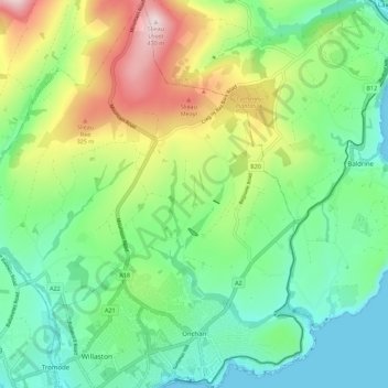 Onchan topographic map, elevation, terrain