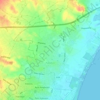 Livadia topographic map, elevation, terrain
