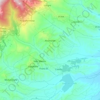 Altomonte topographic map, elevation, terrain