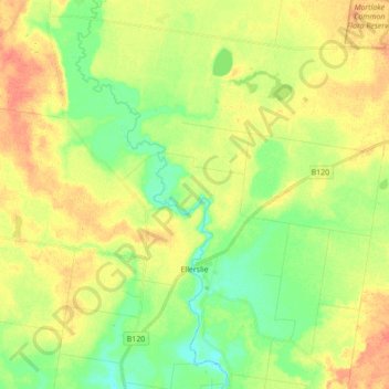 Ellerslie topographic map, elevation, terrain