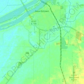 Beardstown topographic map, elevation, terrain