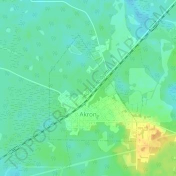 Akron topographic map, elevation, terrain