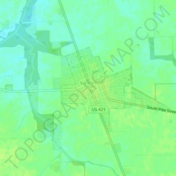 Kirklin topographic map, elevation, terrain