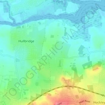 Hullbridge topographic map, elevation, terrain