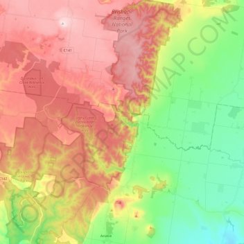 Brisbane Ranges National Park topographic map, elevation, terrain