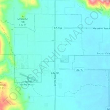 Covelo topographic map, elevation, terrain