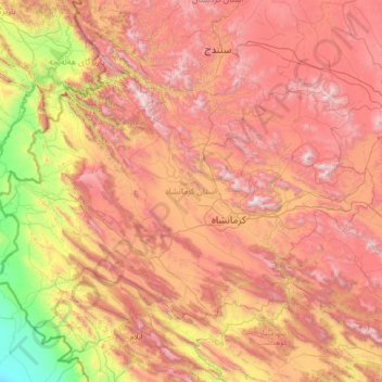 Kermanshah Province topographic map, elevation, terrain
