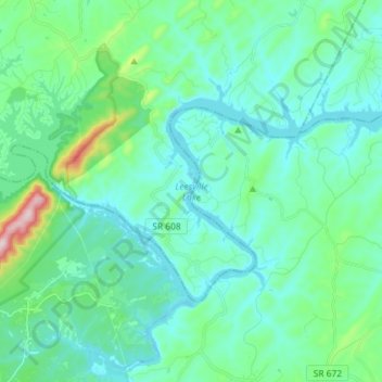 Leesville Lake topographic map, elevation, terrain