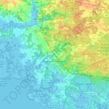 Lawrence Township topographic map, elevation, terrain