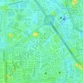 Senayan topographic map, elevation, terrain