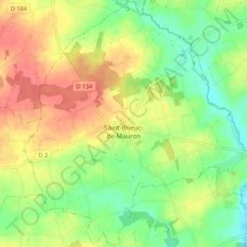Saint-Brieuc-de-Mauron topographic map, elevation, terrain