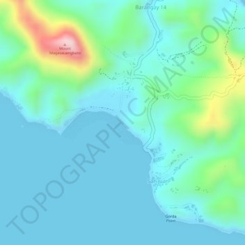 Masasa Beach topographic map, elevation, terrain