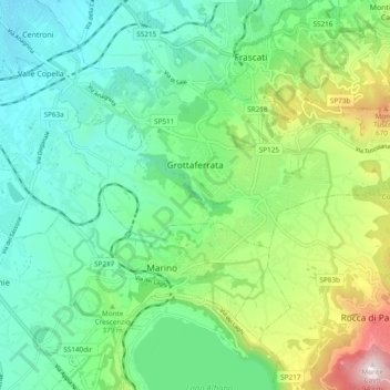 Grottaferrata topographic map, elevation, terrain