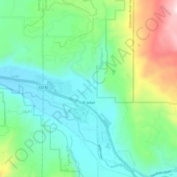 El Jebel topographic map, elevation, terrain
