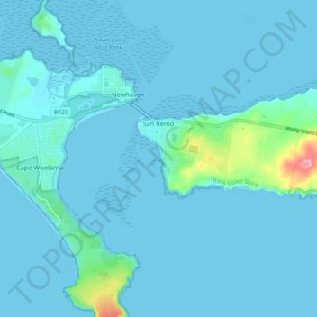 San Remo topographic map, elevation, terrain