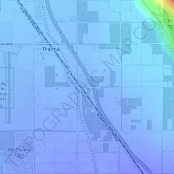 Thermal topographic map, elevation, terrain