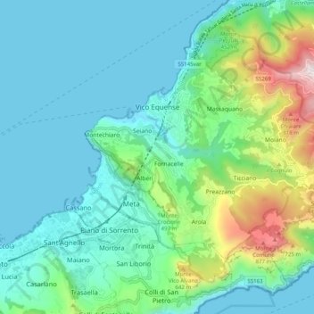 Vico Equense topographic map, elevation, terrain