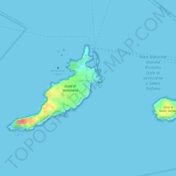 Ventotene topographic map, elevation, terrain