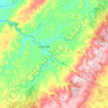 Ligonier Township topographic map, elevation, terrain