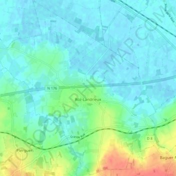 Roz-Landrieux topographic map, elevation, terrain
