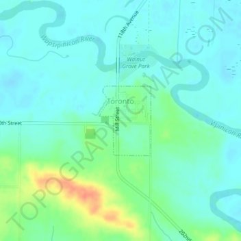 Toronto topographic map, elevation, terrain