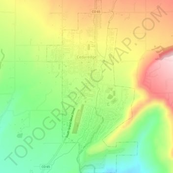 Cedaredge topographic map, elevation, terrain
